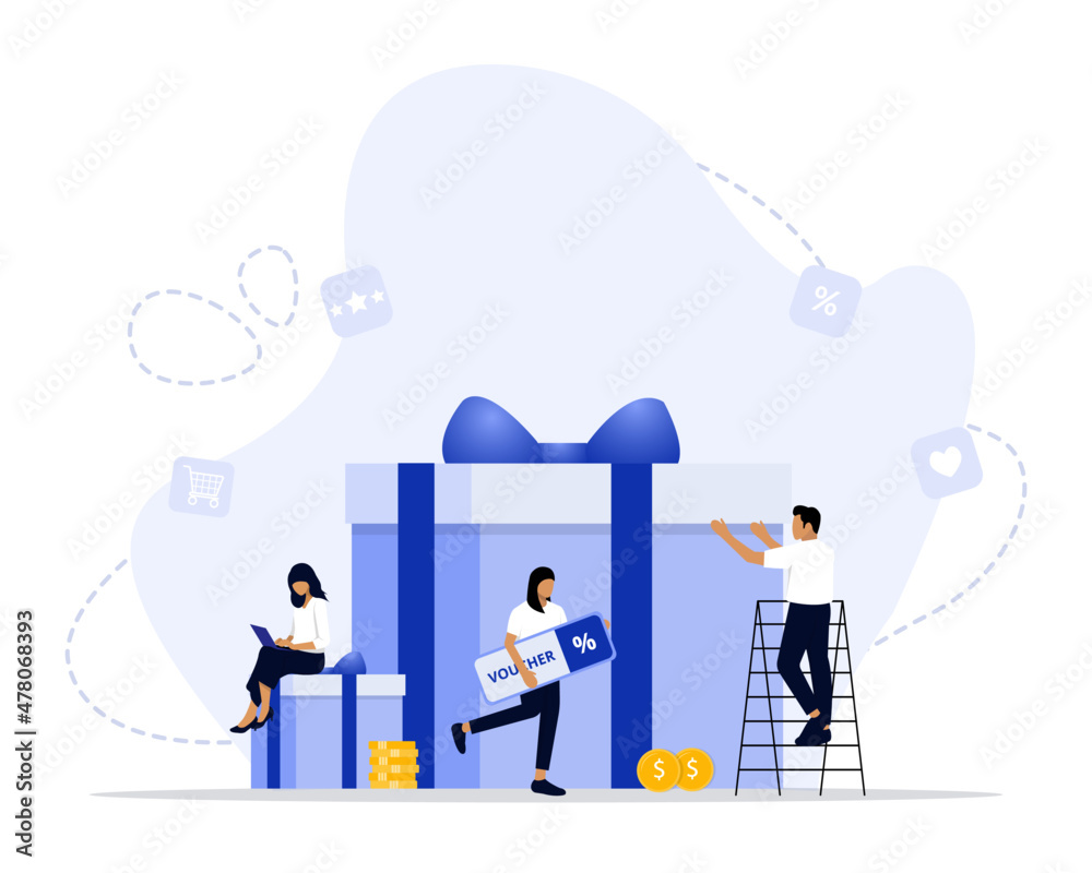 Customer loyalty marketing program, returning customer flat vector ...