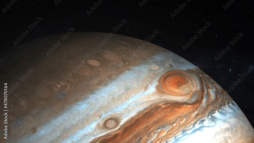 Ultra-realistic 3D Jupiter and stars. Jupiter from space. 3D render ...