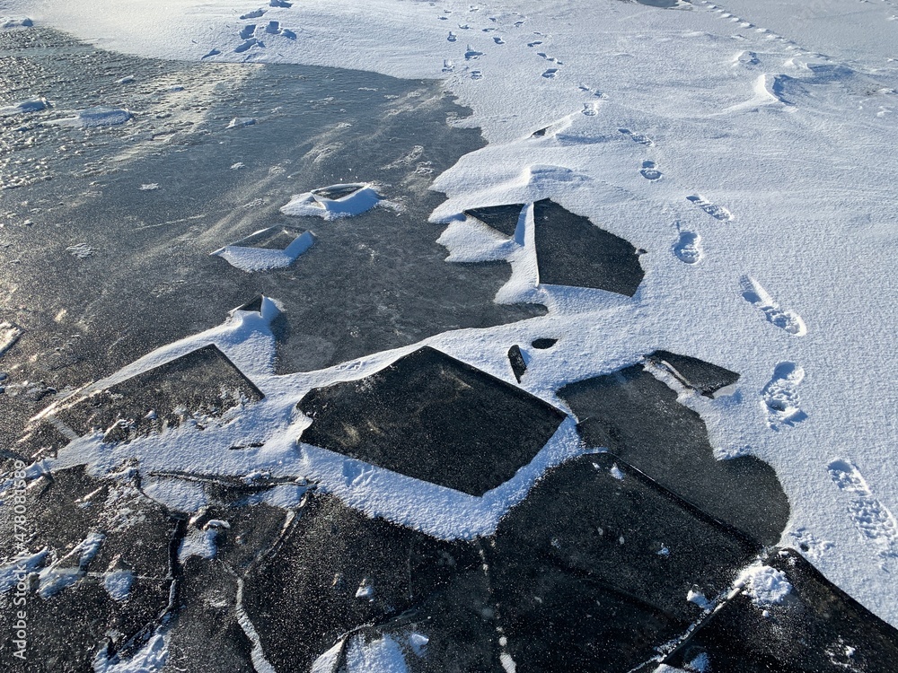ice slabs in winter on the Volga river Stock Photo | Adobe Stock
