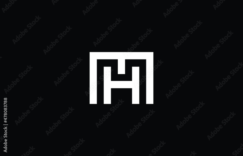 Initial MH letter logo design with black background Stock Vector ...