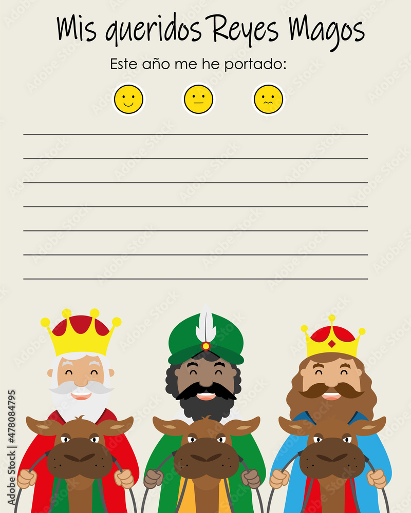 Vetor de Letter to the Three Wise Men from the East. Text in Spanish ...