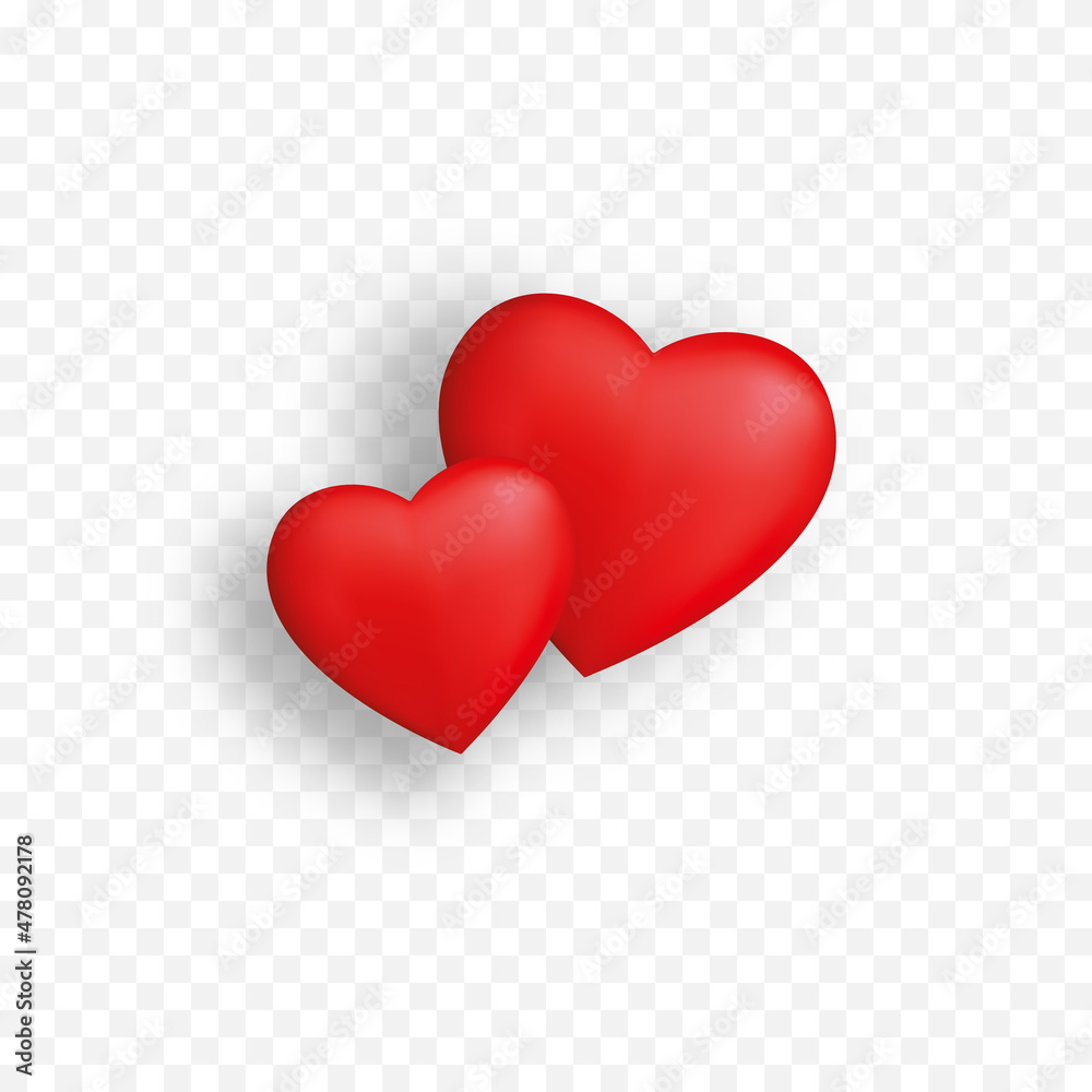 Vector realistic hearts png. Two hearts on an isolated transparent ...