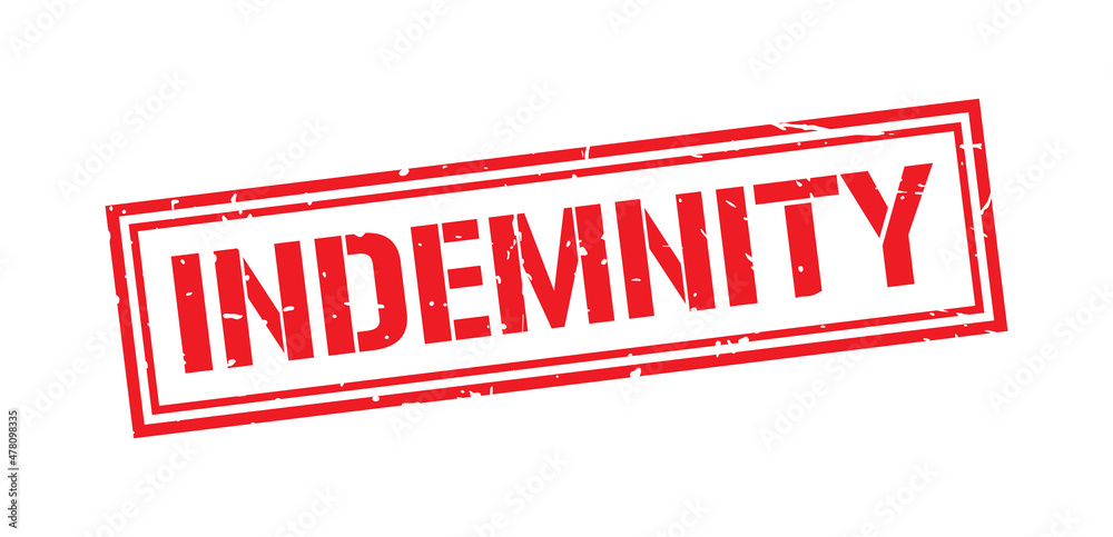 Indemnity word stamp symbol isolated on white background. Grunge red ...
