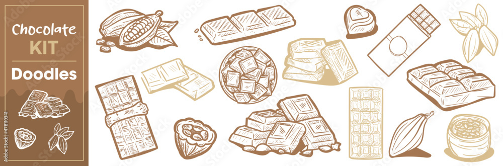 Chocolate Kit - Set of chocolate illustrations et doodles Stock Vector ...