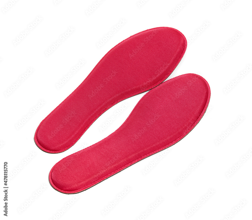 Red Memory Foam Insoles Isolated On White Background The Insoles Adapt To The Anatomy Of The