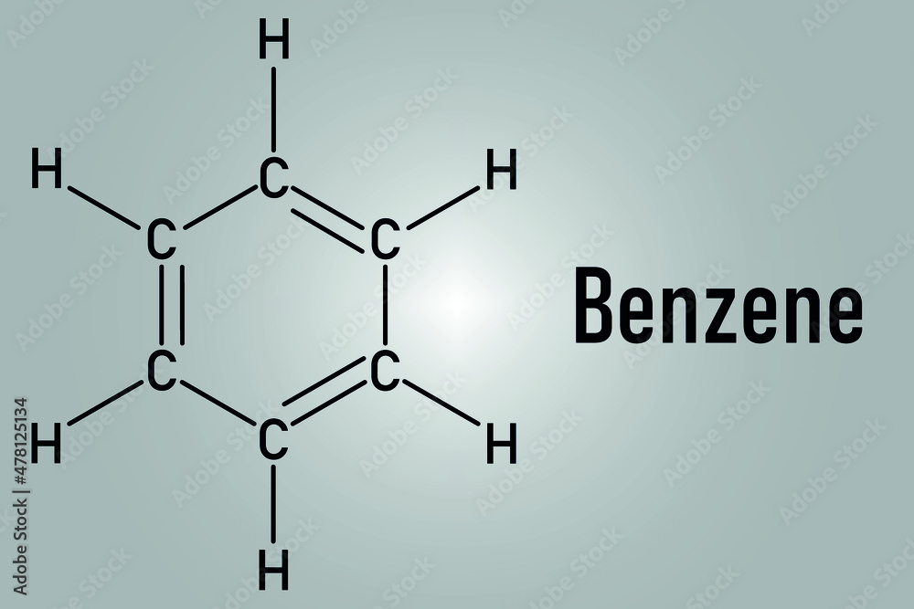Benzene or Cyclohexatriene aromatic hydrocarbon molecule. Important in ...