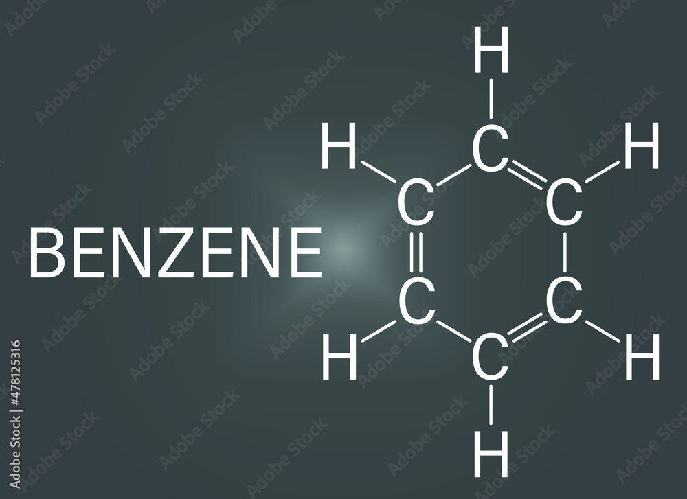 Benzene or Cyclohexatriene aromatic hydrocarbon molecule. Important in ...