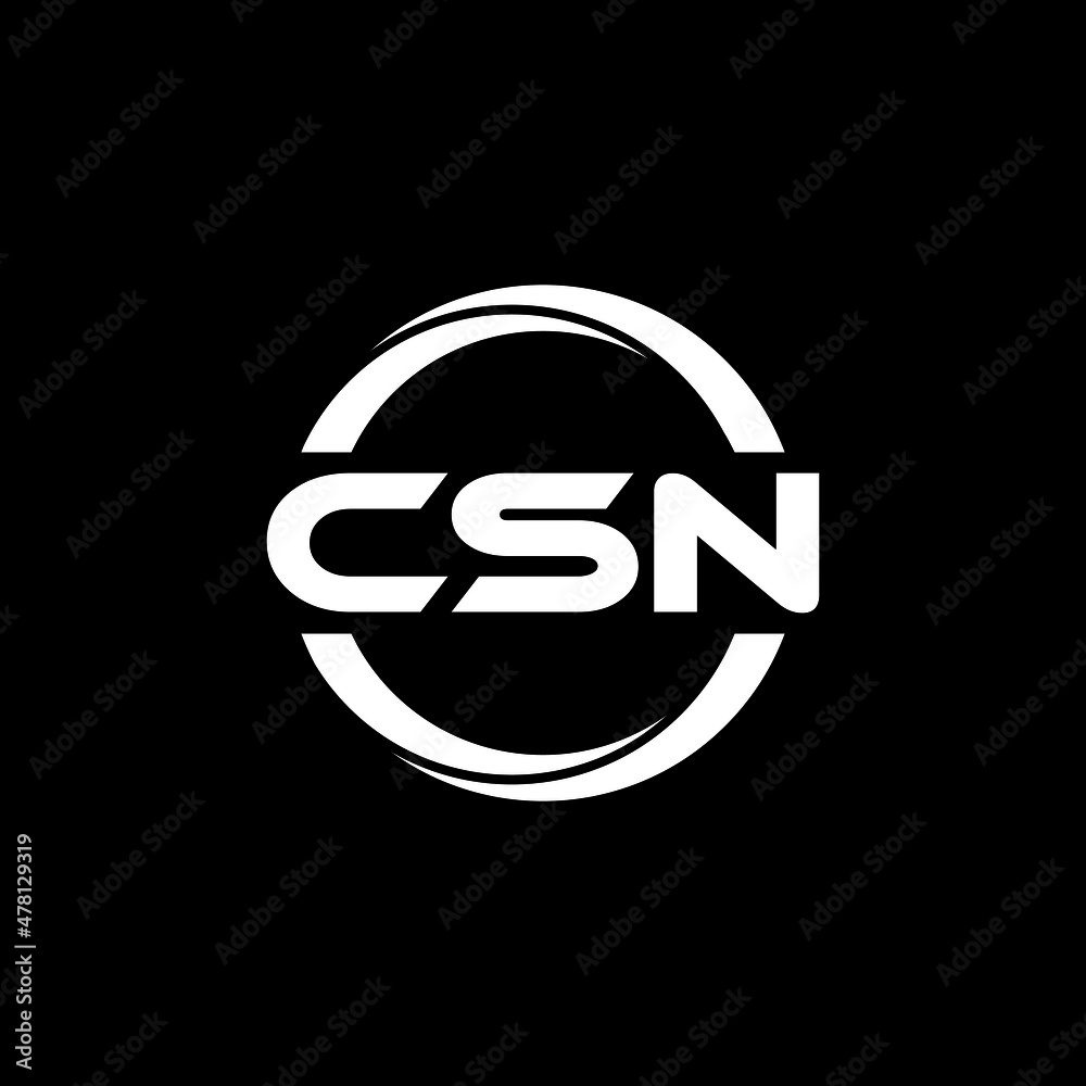 Vetor do Stock: CSN letter logo design with black background in ...