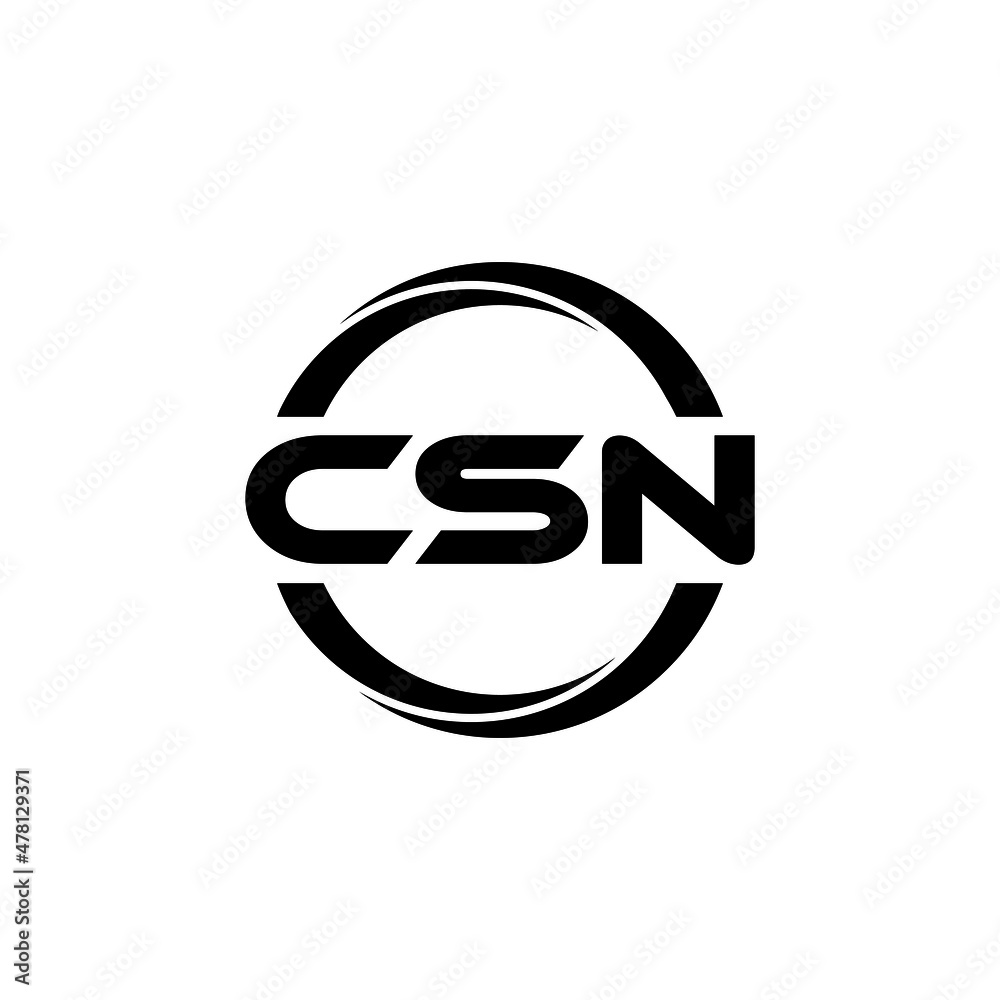 CSN letter logo design with white background in illustrator, vector ...