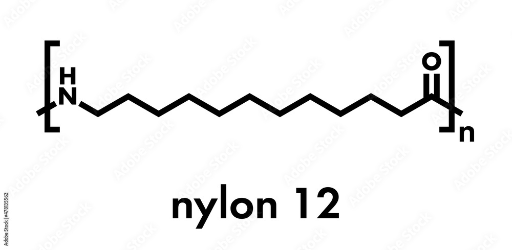 Nylon 12 polymer, chemical structure. Skeletal formula. Stock Vector ...