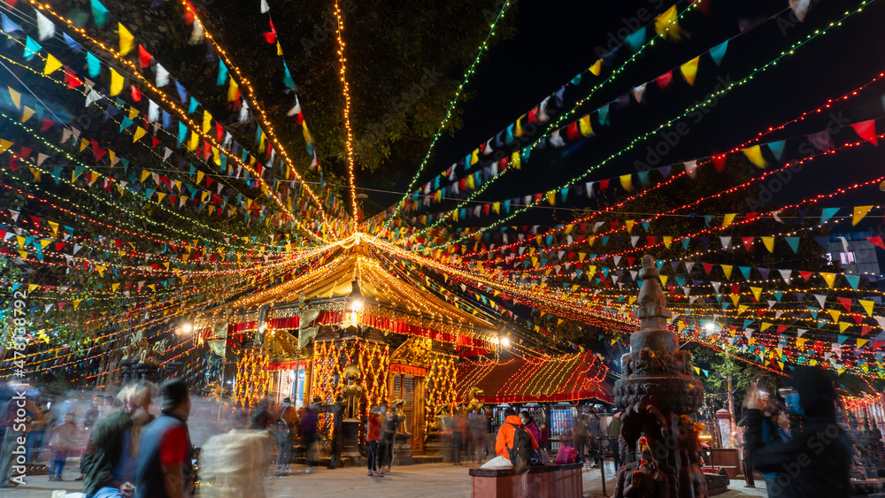 Pagoda style Maitidevi Temple, located in Kathmandu, Nepal , on the ...