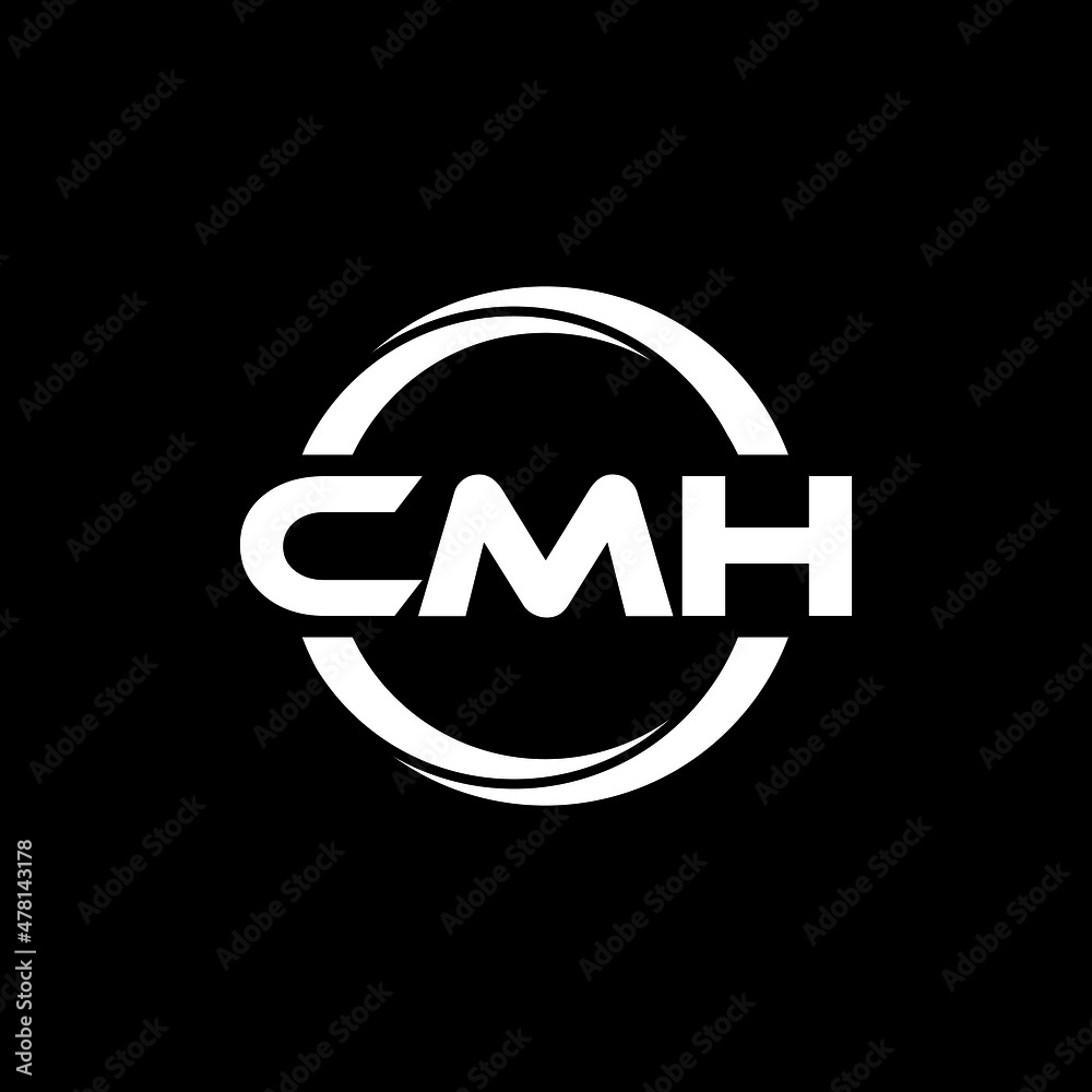 CMH letter logo design with black background in illustrator, vector ...