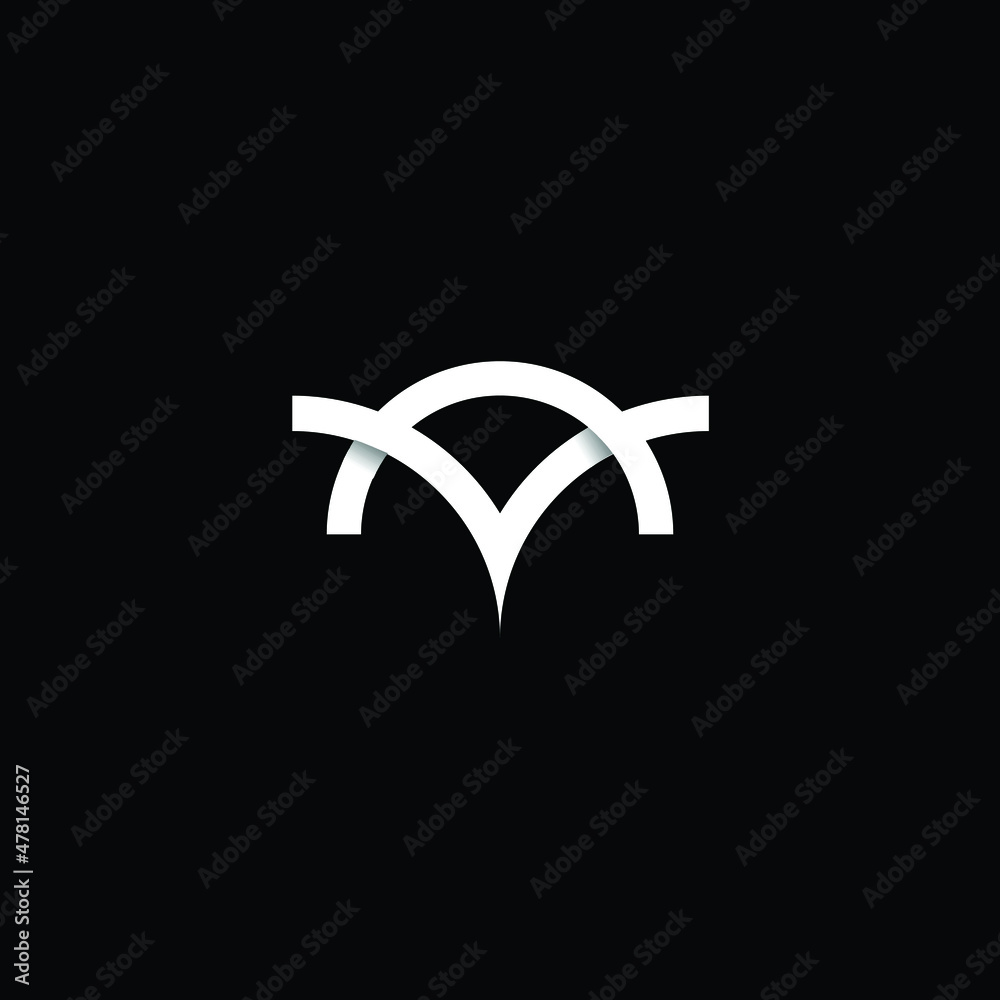 monogram logo The letter MV or VM is in the shape of an owl's head ...