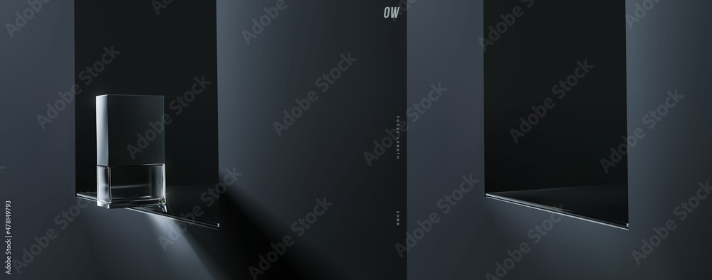 Minimal dark elegant product placement scene vector. 3d realistic ...