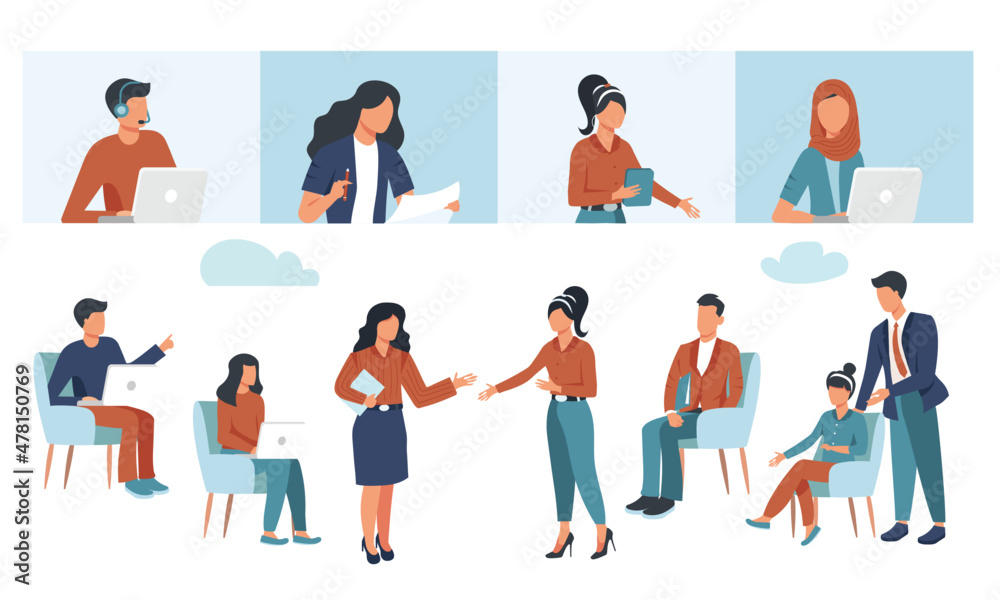 Online business conference, creative illustrations, businessmen, online ... Online business conference, creative illustrations, businessmen, online ...