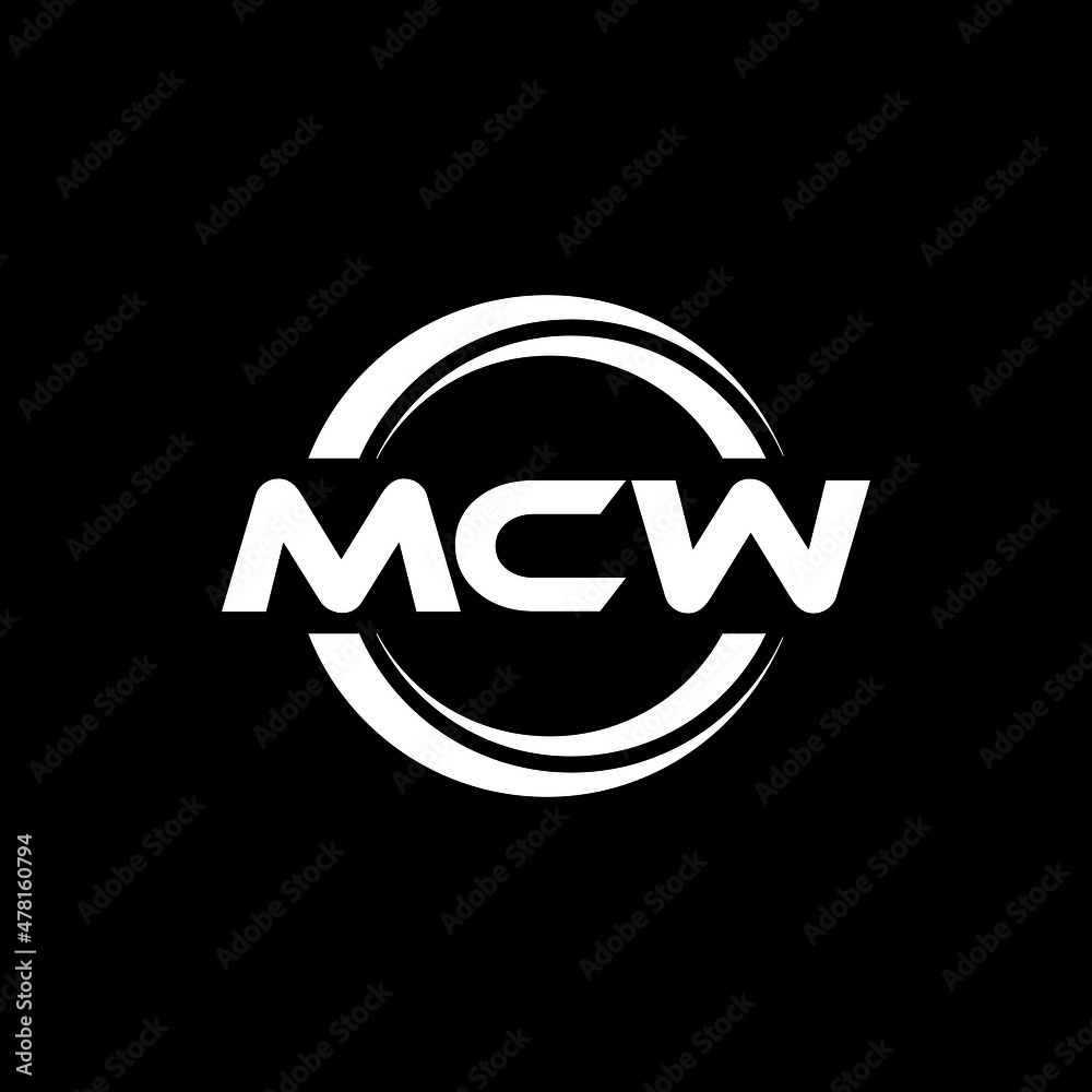 MCW letter logo design with black background in illustrator, vector ...
