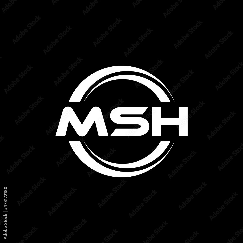 MSH letter logo design with black background in illustrator, vector ...