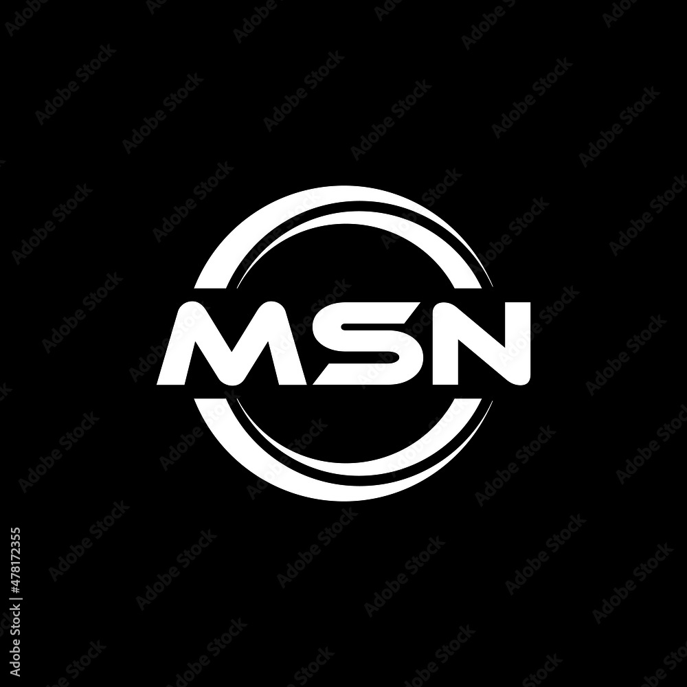 MSN letter logo design with black background in illustrator, vector ...