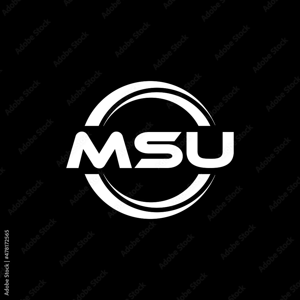 MSU letter logo design with black background in illustrator, vector ...