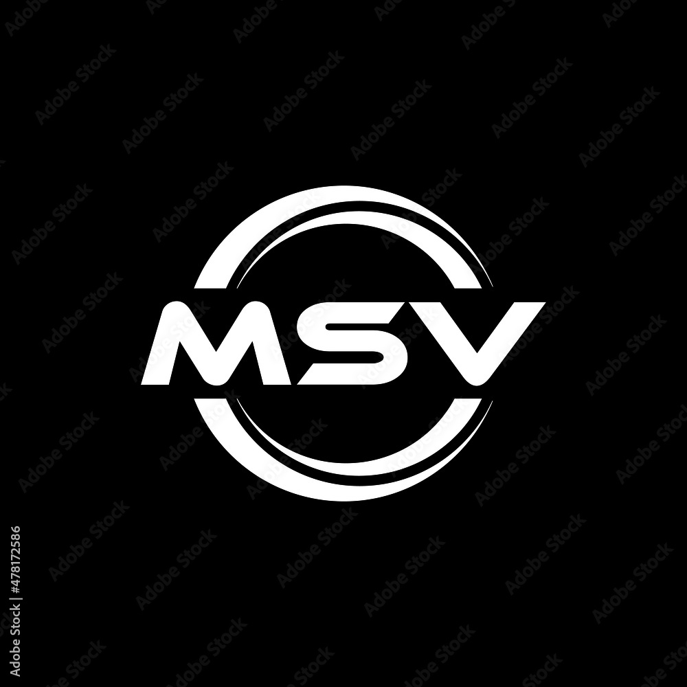 MSV letter logo design with black background in illustrator, vector ...