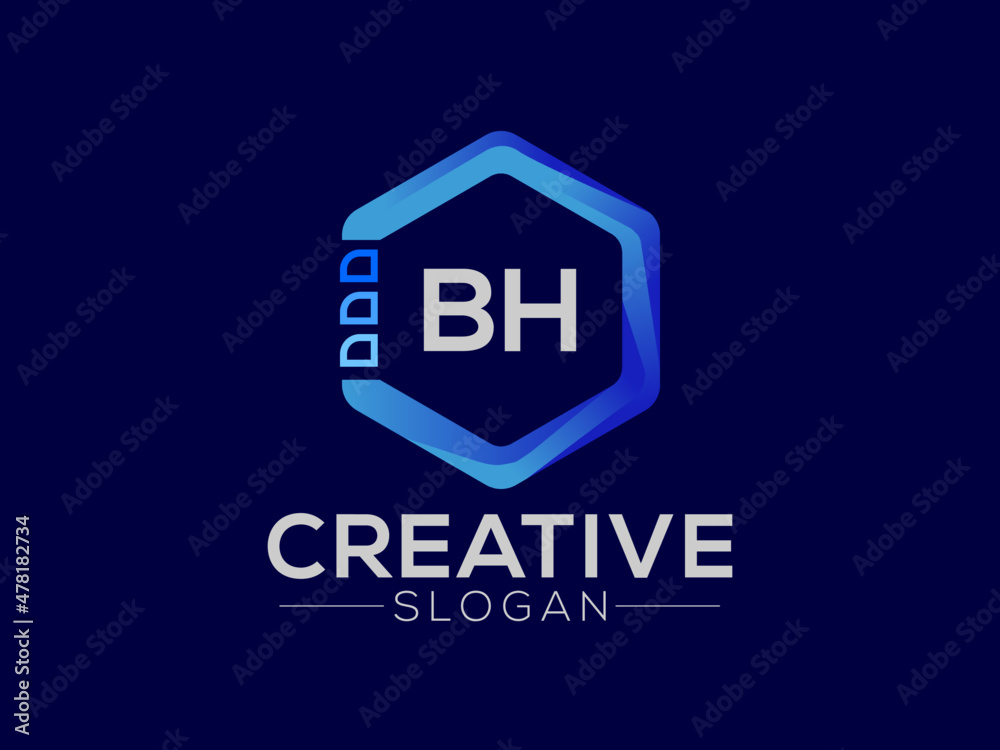 BH logo, BH letter logo design, BH Minimal logo, BH Shield Logo, BH ...