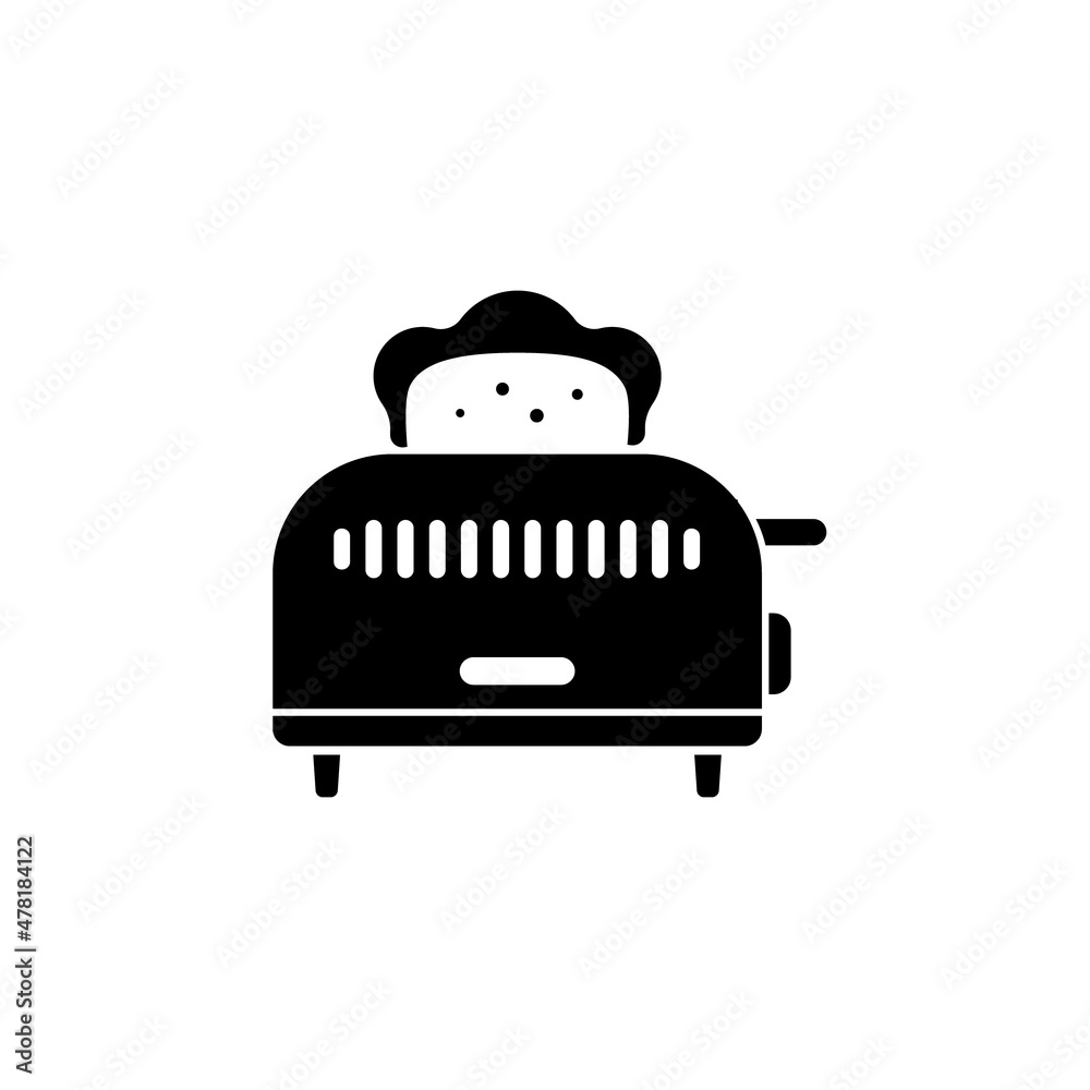 Electric toaster icon with toast. Vector stock illustration. White ...