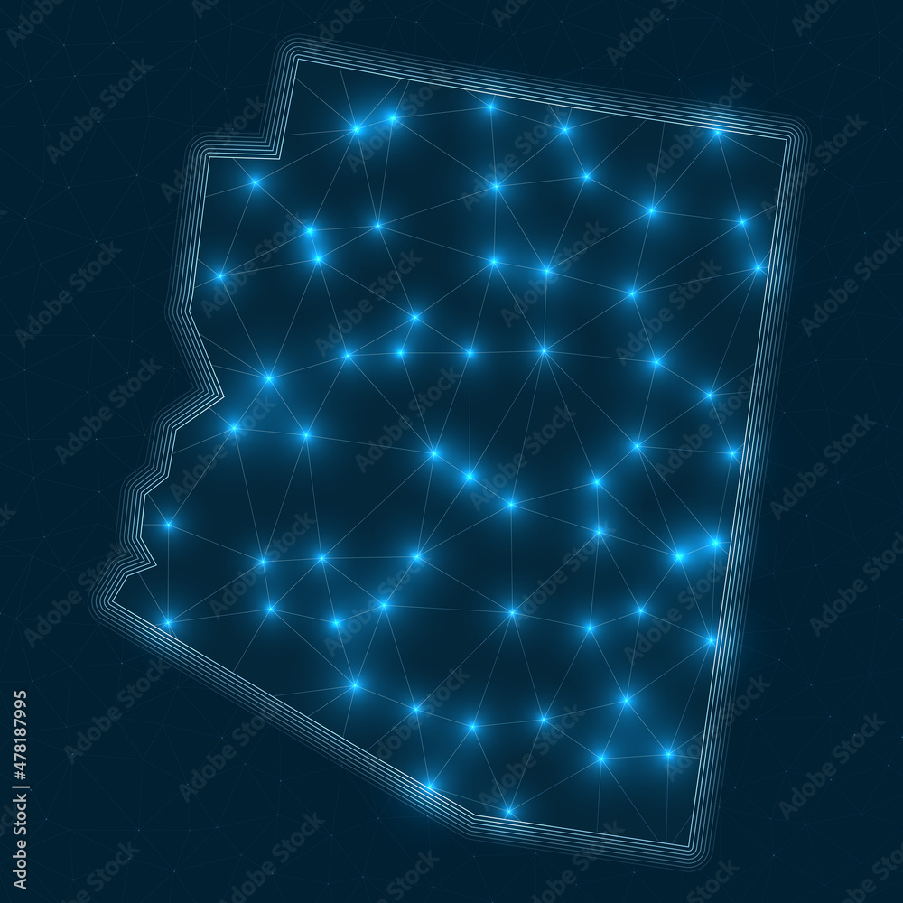 Arizona network map. Abstract geometric map of the us state. Digital ...