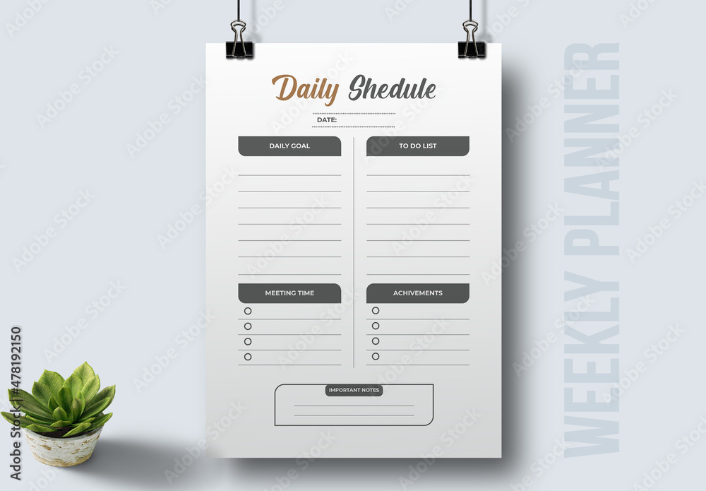 Daily and Weekly Planner Layout Stock Template | Adobe Stock