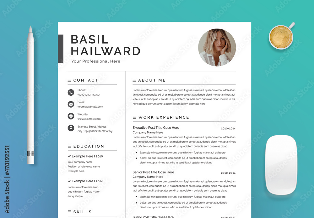 Clean Resume Layout Stock Template | Adobe Stock