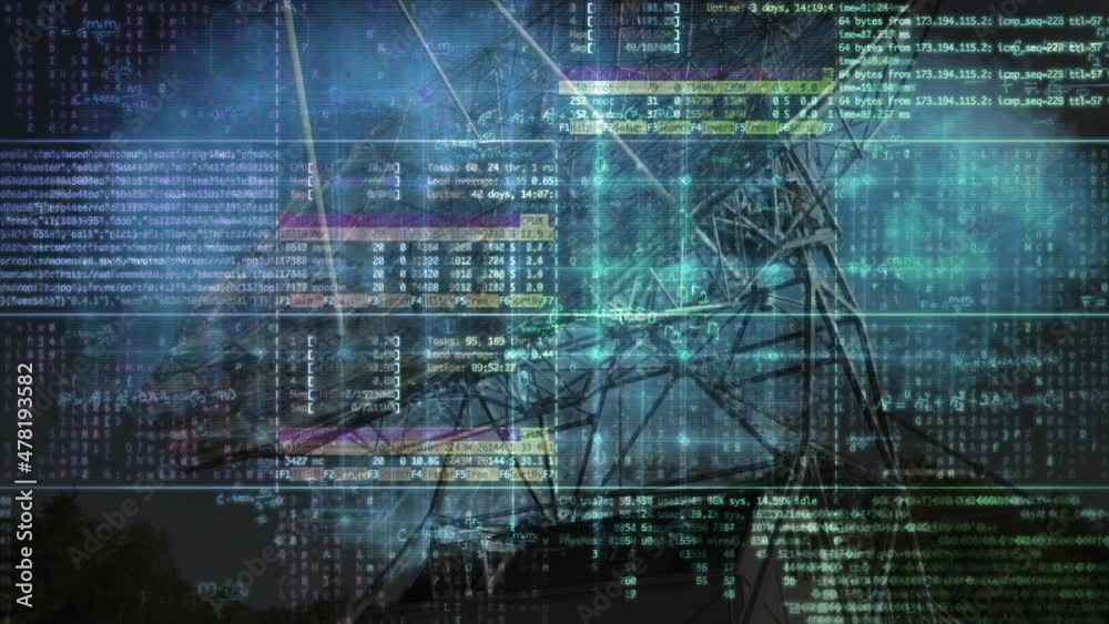 4k abstract dark digital grid data communication technology background ...