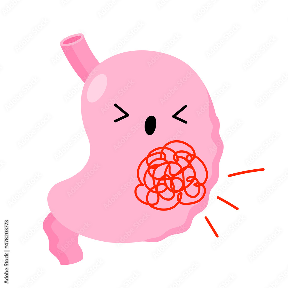 Stomach spasm ache. Pain stomach. Cartoon internal organs. Gastritis ...