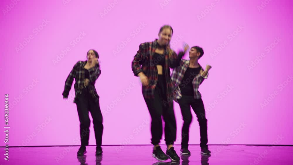 Vidéo Stock Diverse Group of Three Professional Dancers Performing a ...