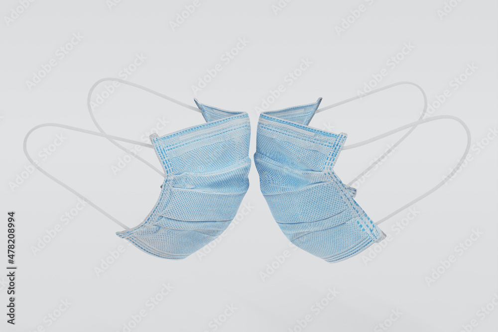 Medical Face Mask 3D Render. White Background. Protection from Covid-19 ...