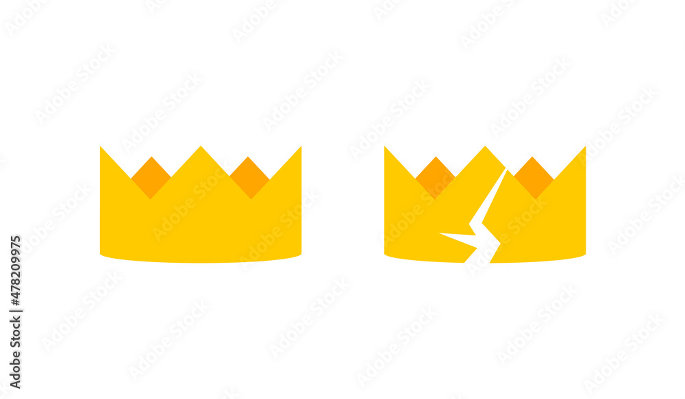 Whole and broken crown icon. Clipart image isolated on white background ...