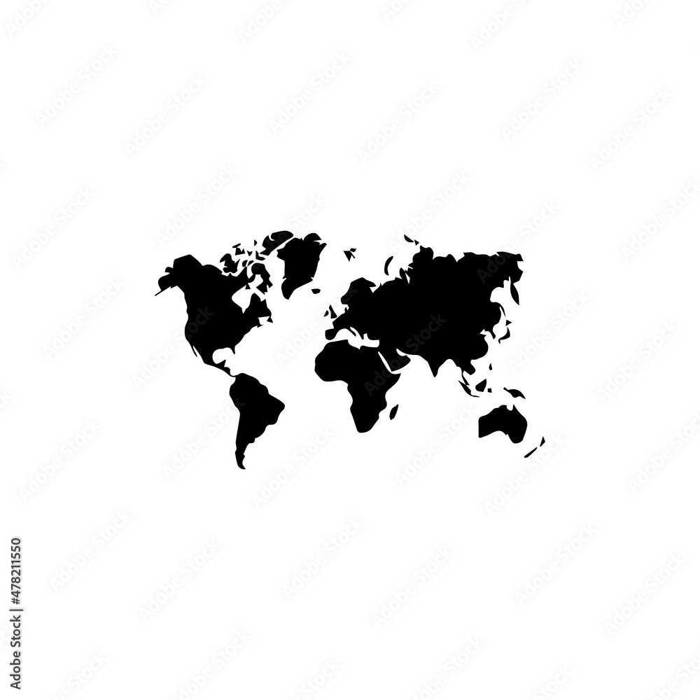 World map vector modern. Earth map vector outline silhouette isolated ...