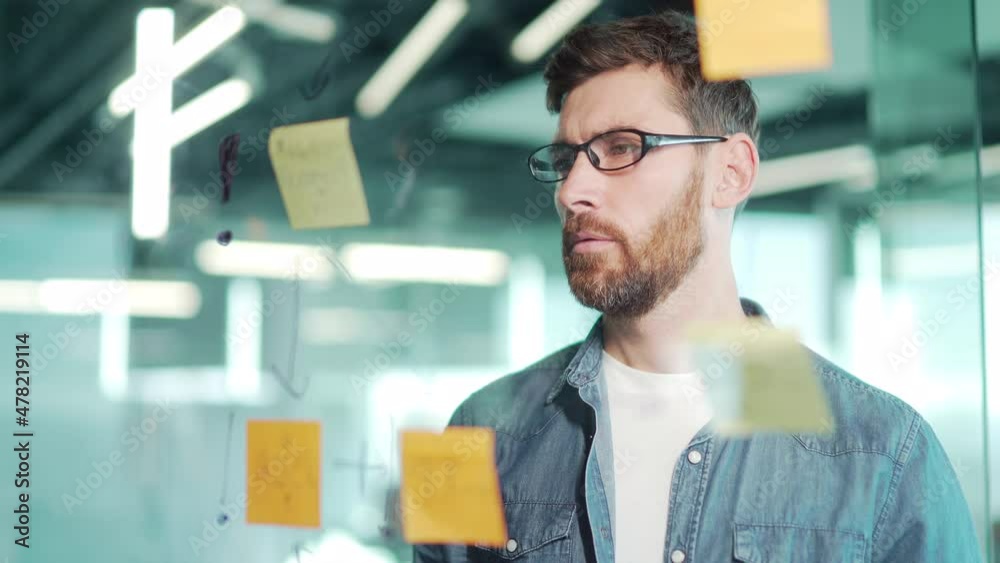 creative young entrepreneur business man in modern office uses post ...