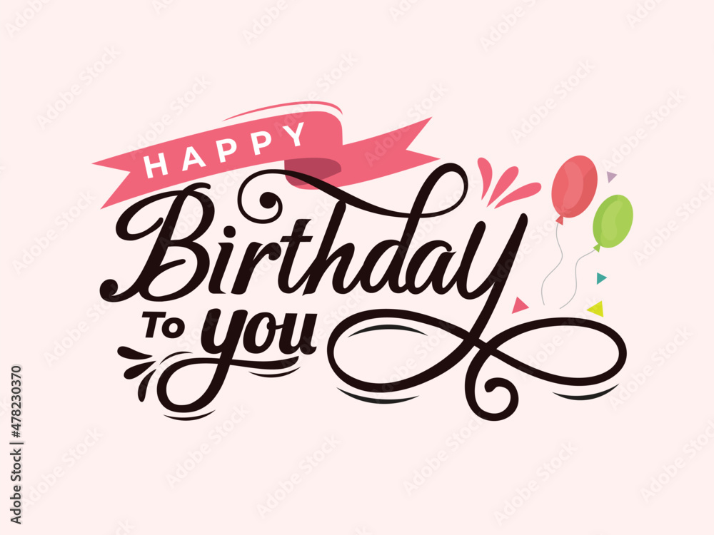 greeting text of happy birthday design Stock Vector | Adobe Stock