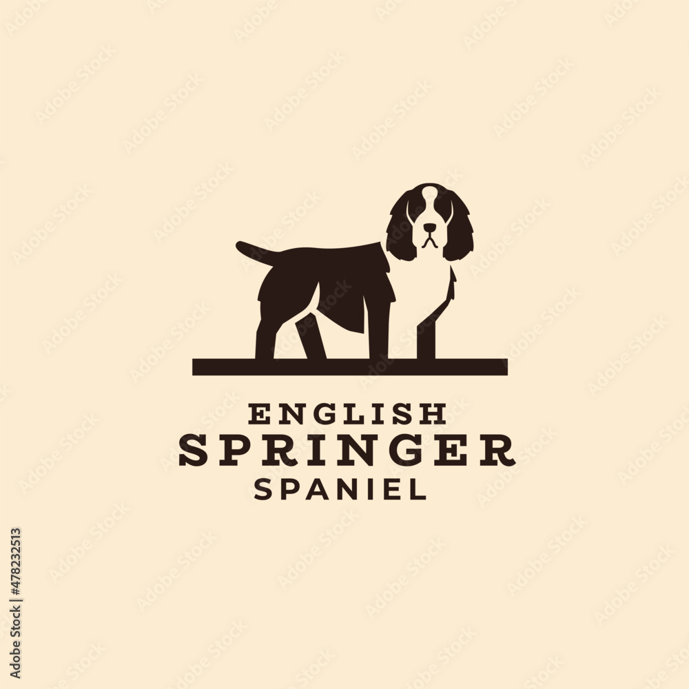 English springer spaniel negative space dog logo mascot icon ...