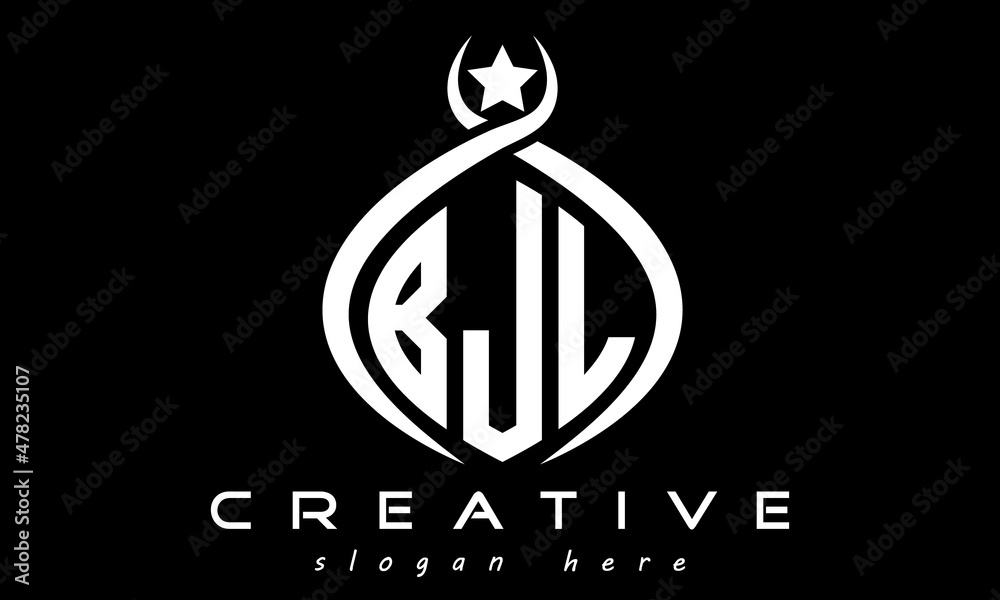Vettoriale Stock monogram curved oval initial BJL three letters logo ...