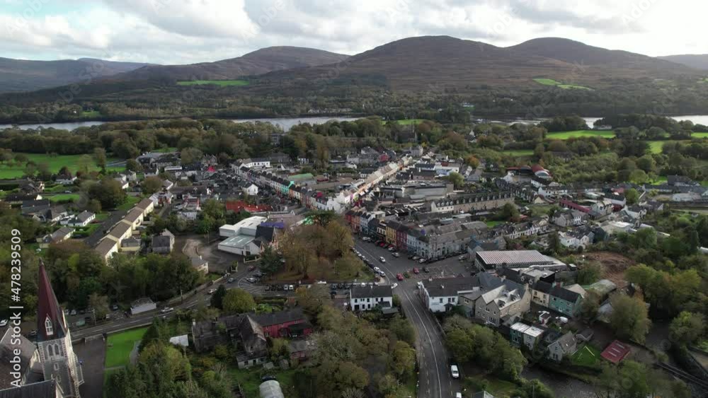 Aerial View of Downtown Kenmare, Ireland. Idyllic Town on Sunny Evening ...