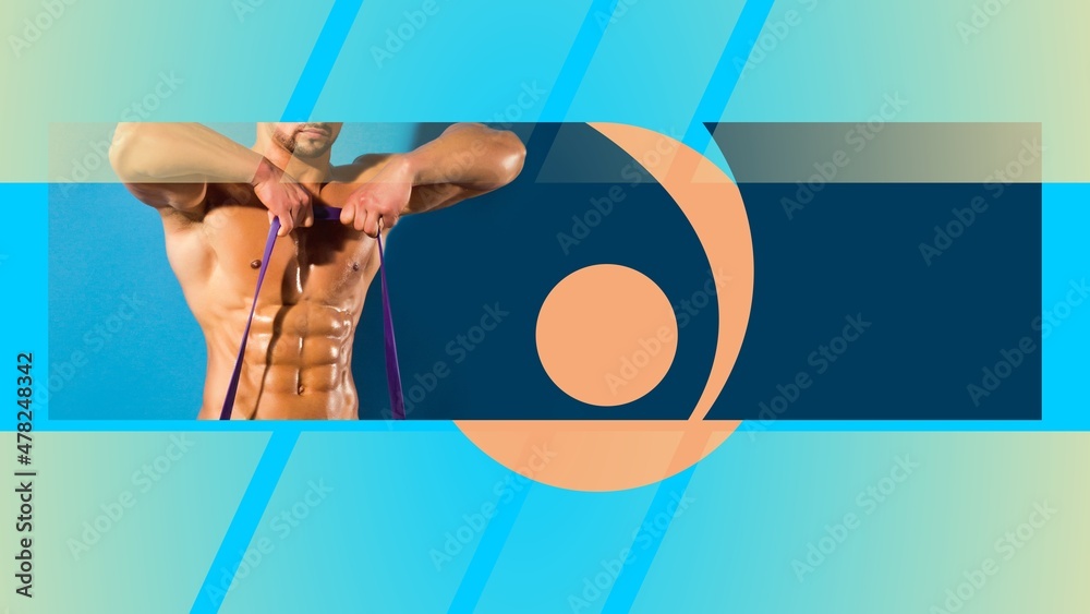 Banner templates with muscular man, muscular torso, six pack abs muscle ...