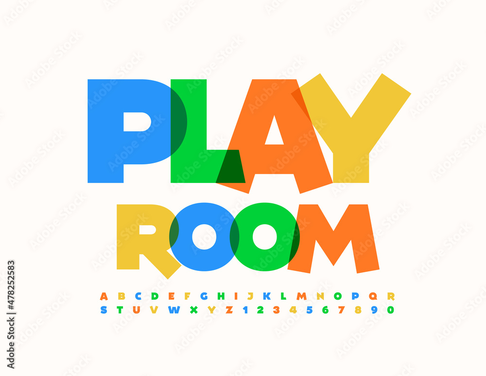 Vector Colorful Logo Play Room. Funny Kids Font. Watercolor Alphabet ...