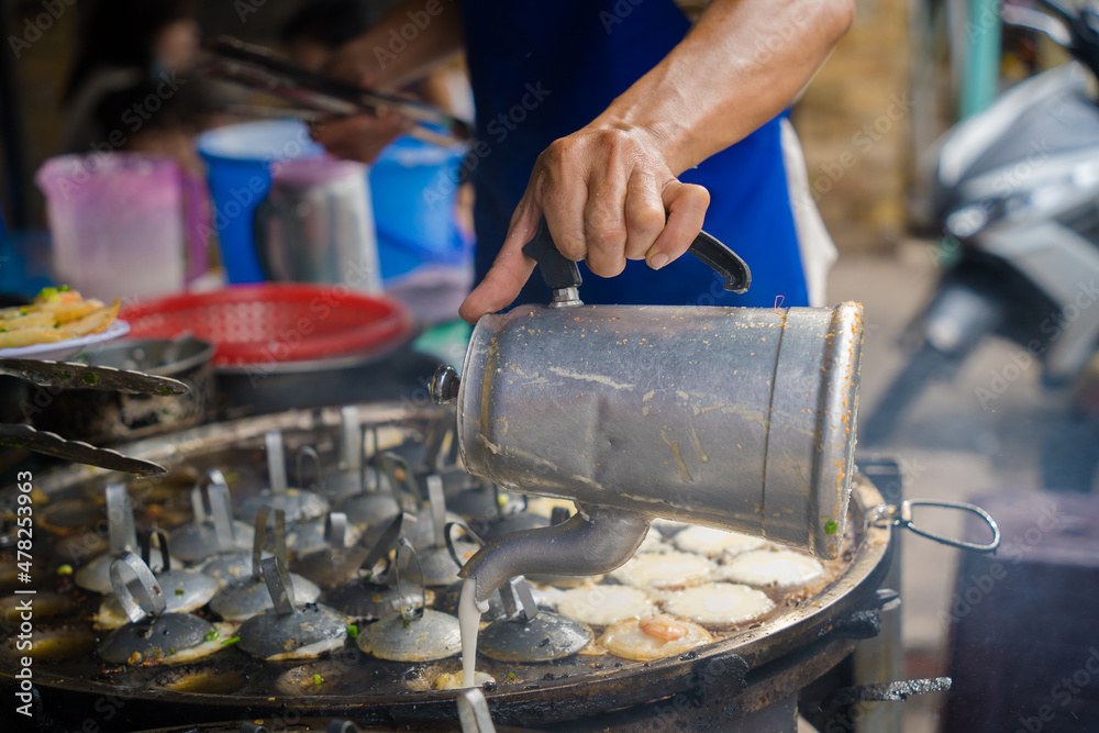 Sizzling Vietnamese mini shrimp pancake and onion- Vietnamese cuisine ...
