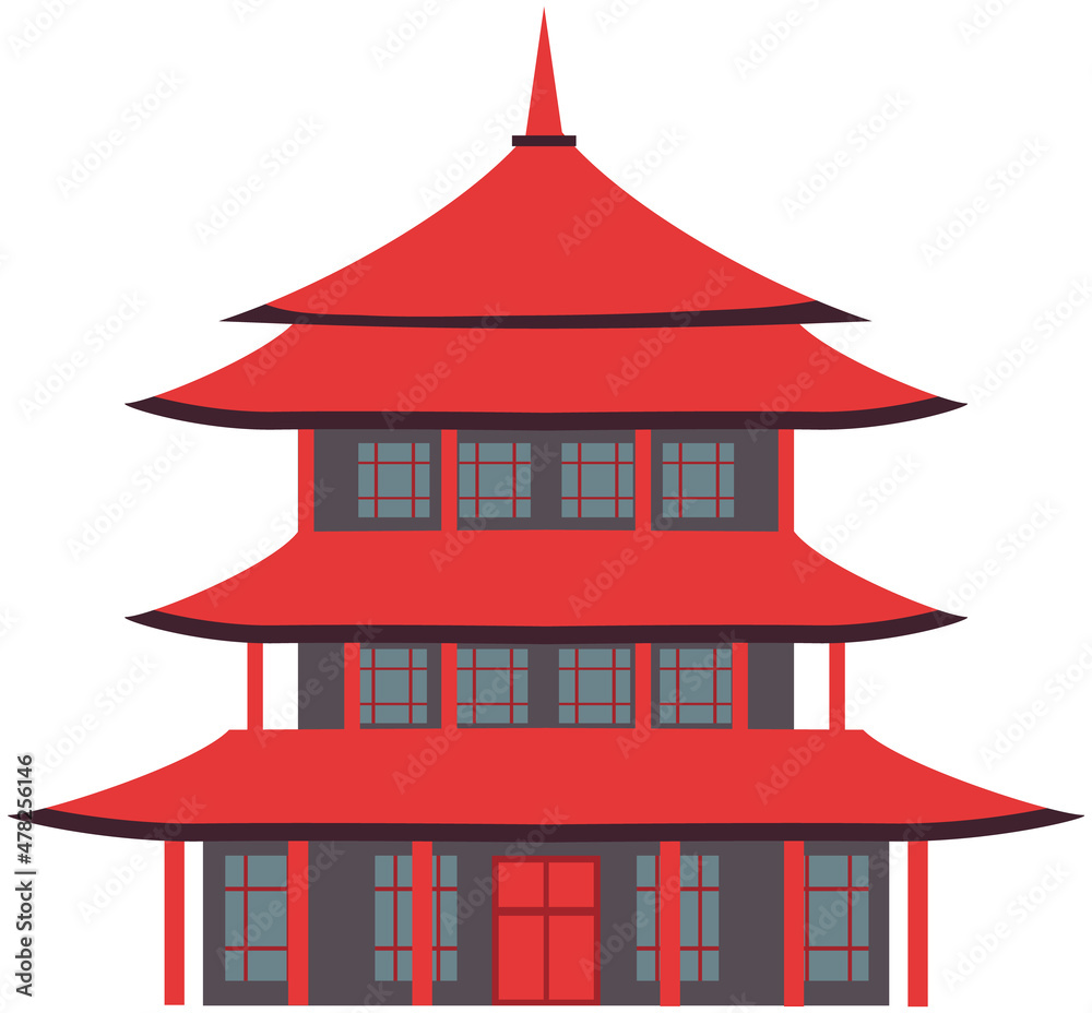 Japanese house vector illustration. Asian traditional architecture of ...