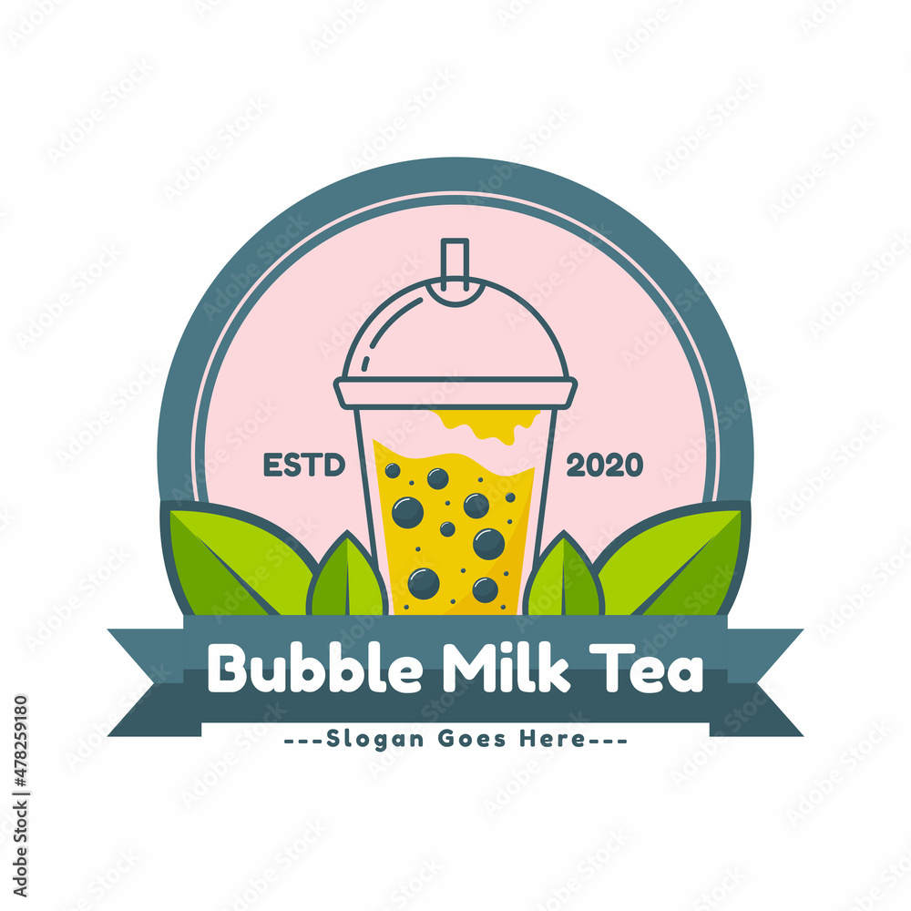 Bubble Tea logo inspiration. Boba Drink Concept Stock Vector | Adobe Stock