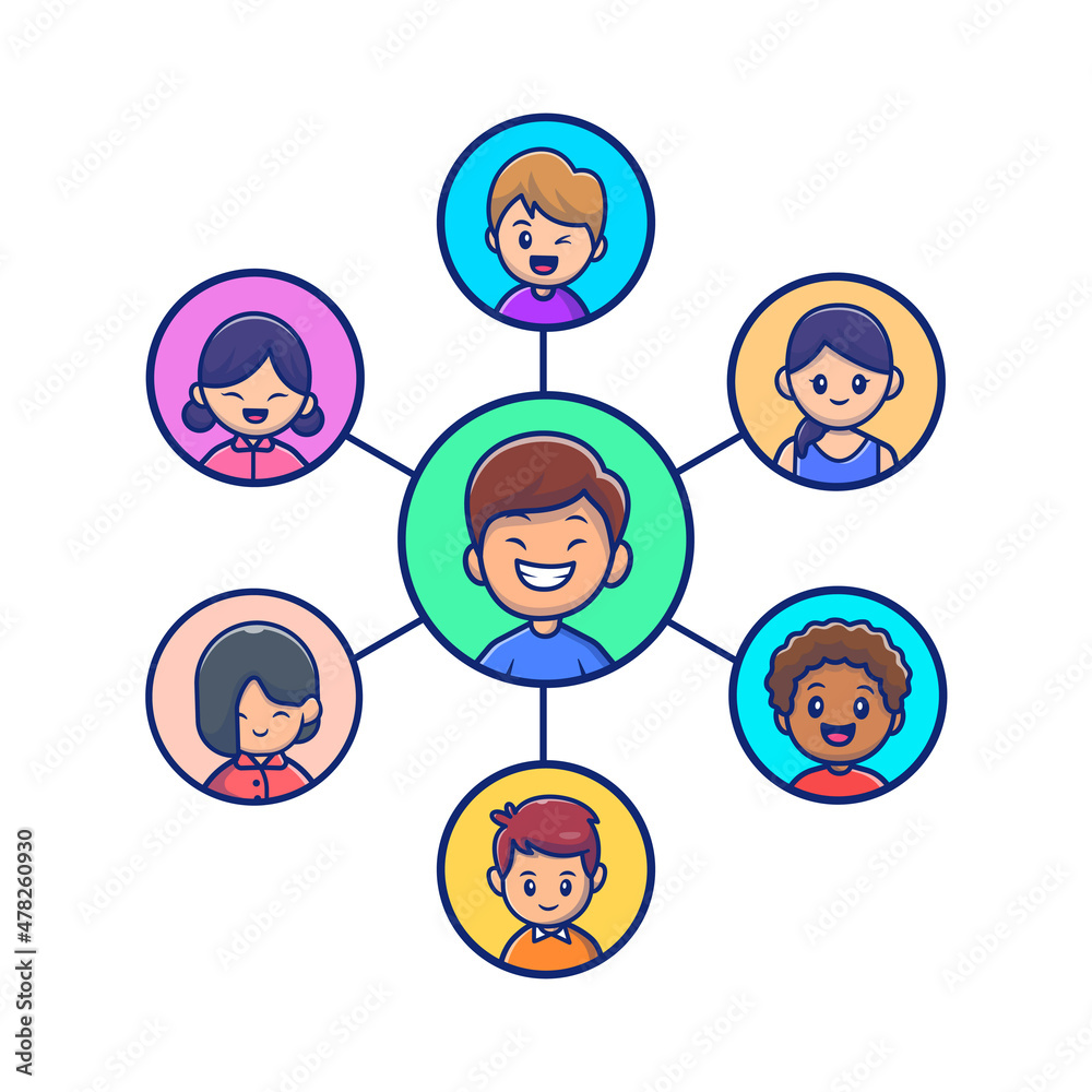 People Connection Cartoon Vector Icon Illustration. People Icon Concept ...
