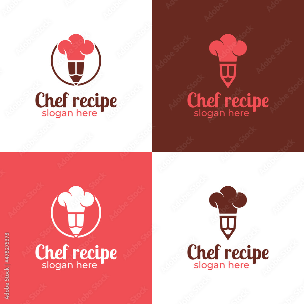 chef recipe information logo with pencil icon symbol for education food ...
