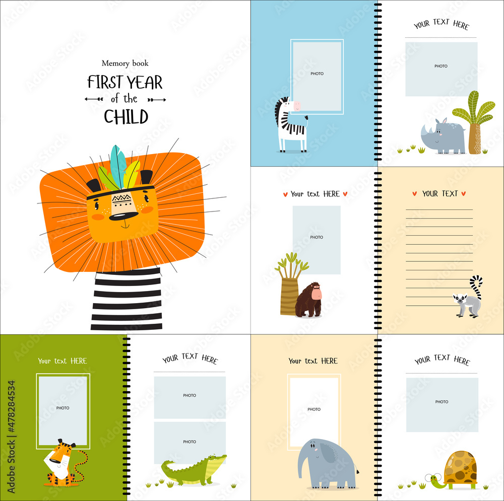 Print. Memory book. Photobook for children. The first year of the child ...
