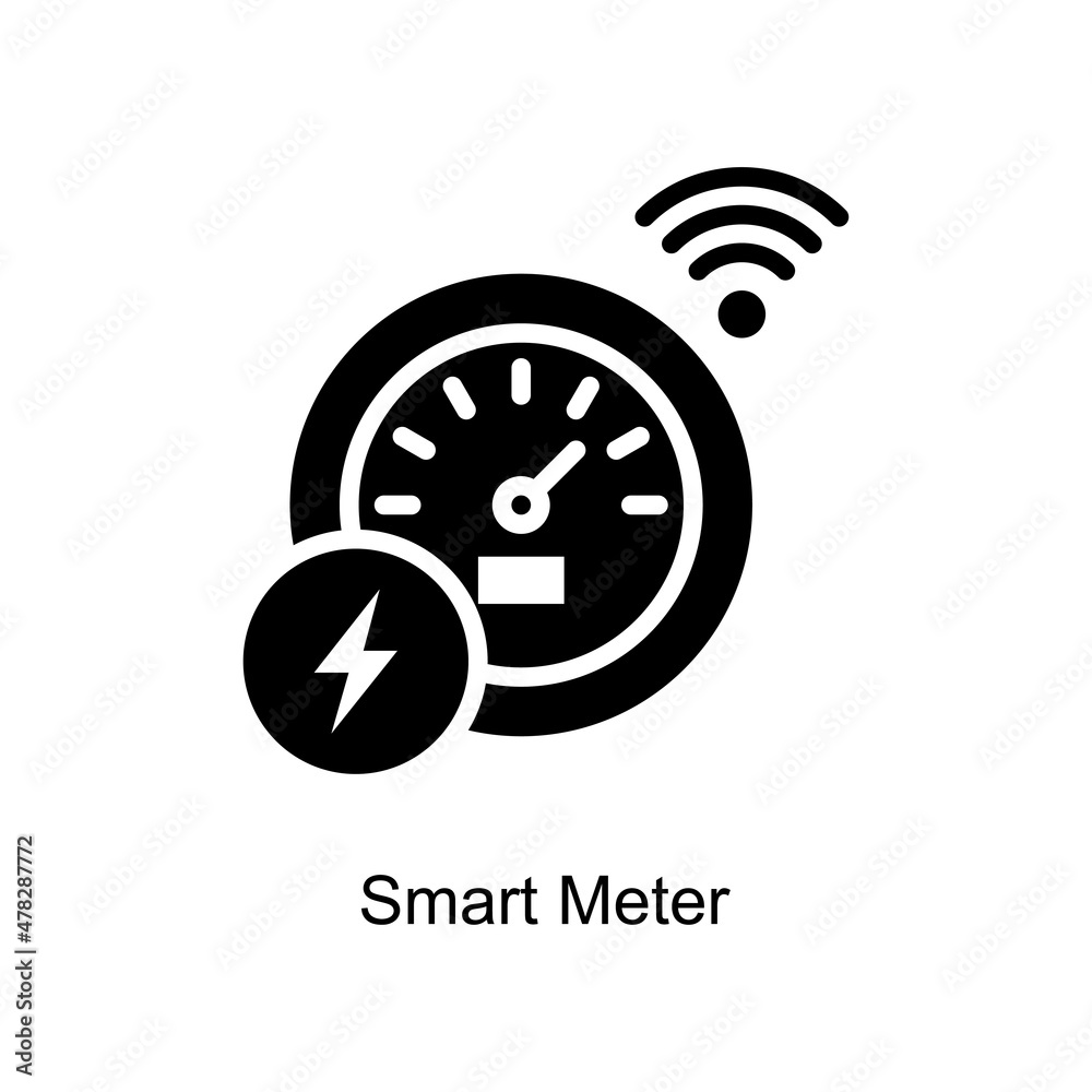 Smart Meter vector Solid Icon Design illustration. Internet of Things Symbol on White background ...