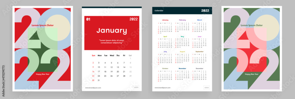 Modern 2022 сalendar design. 2022, 2023. Editable calendar page ...